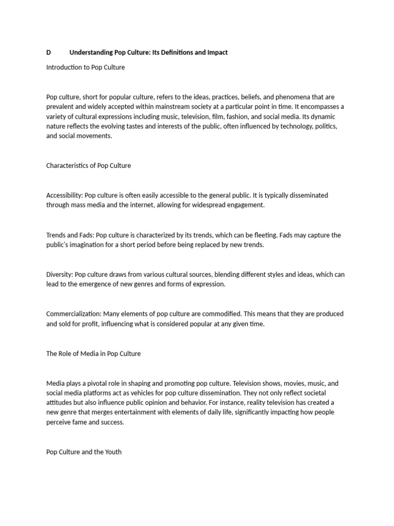 D Understanding Pop Culture | PDF | Popular Culture | Mass Media