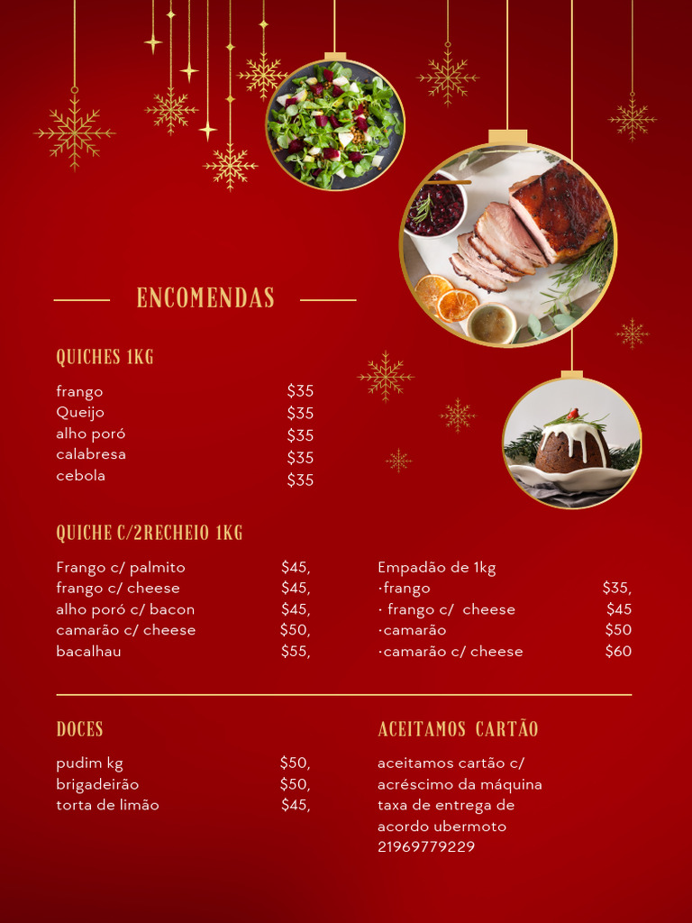 Red and Gold Modern Christmas Menu PDF | PDF