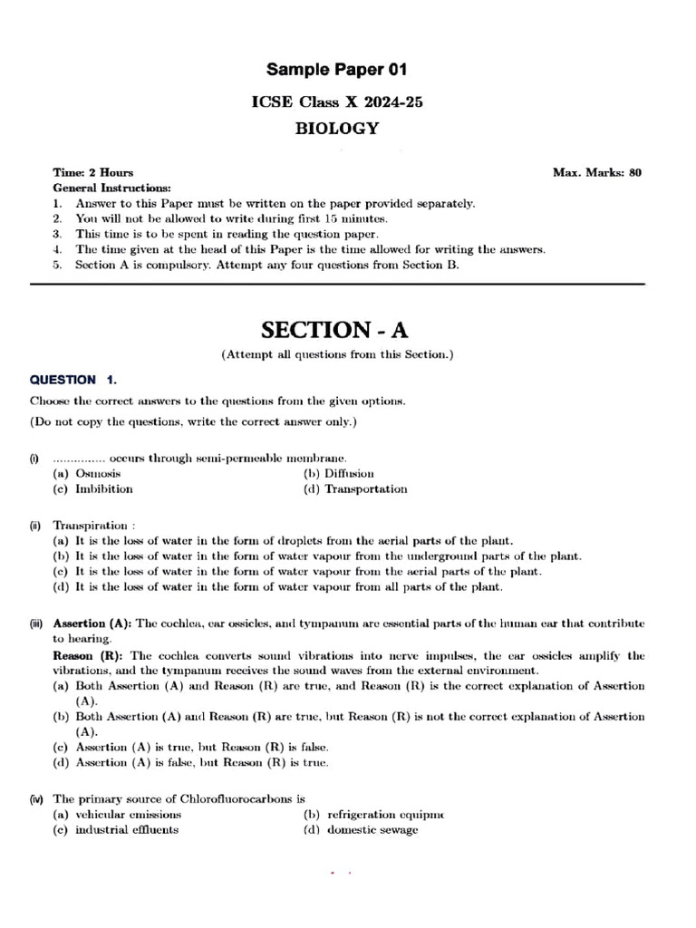 Class 10 Bio Final Exam Practice Paper1 | PDF | Diastole | Ventricle ...