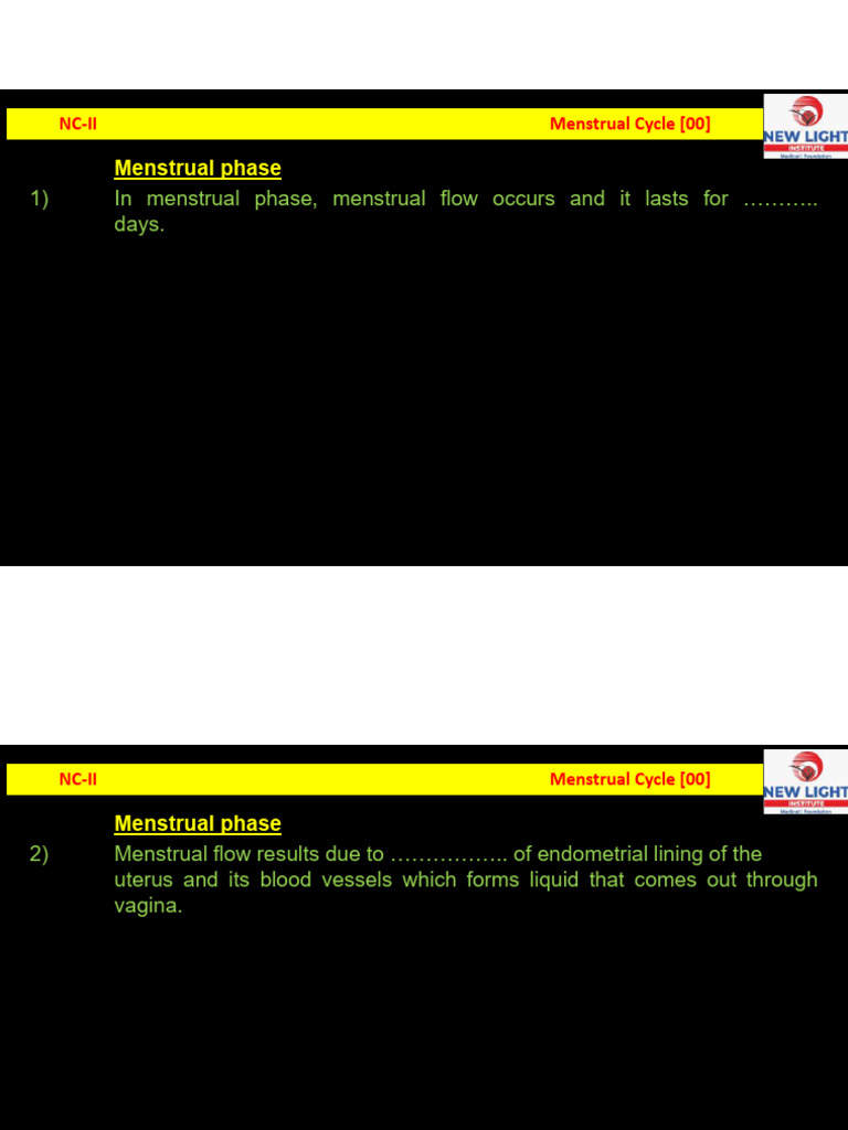 Menstrual Cycle Fill in The Blanks | PDF | Menstrual Cycle | Animal ...