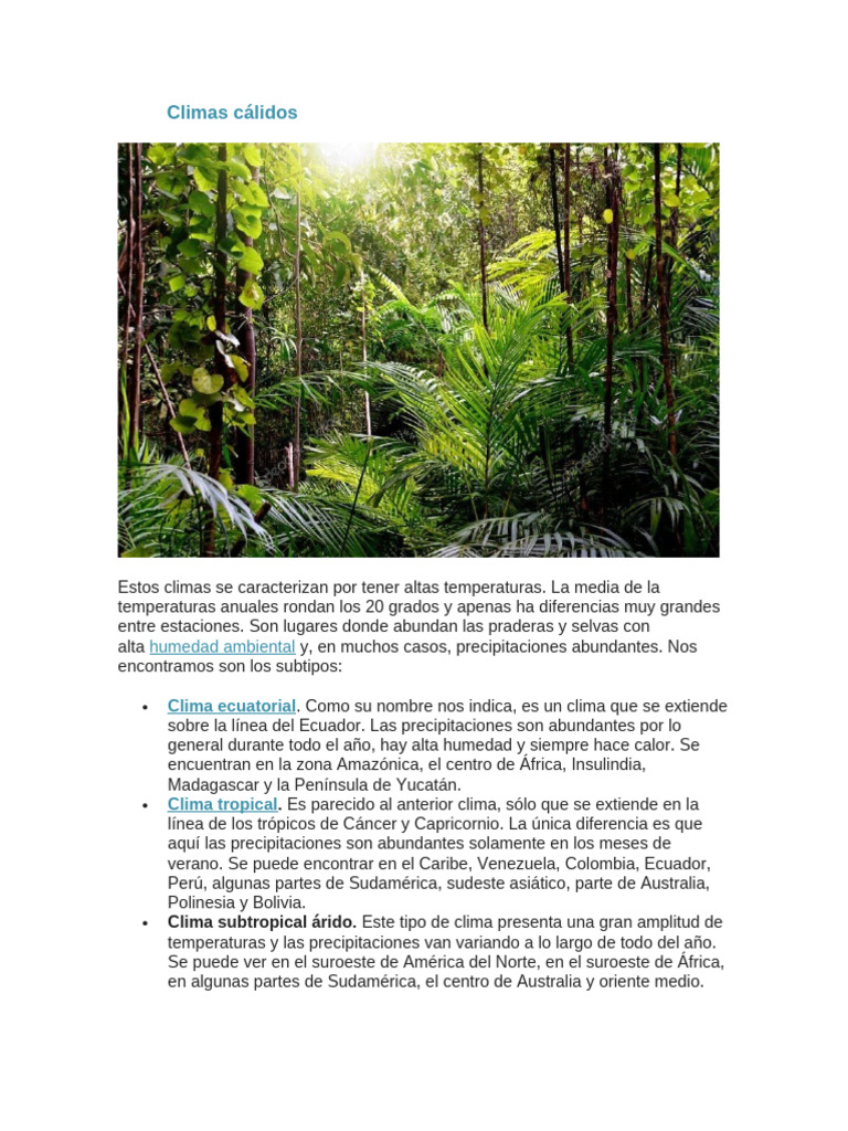 Tipos de Clima | PDF | Clima | Clima templado