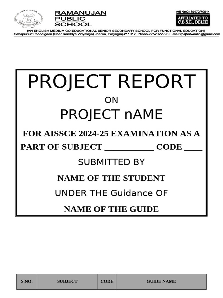 Practical - Project File Format - AISSCE 2024-25 | PDF
