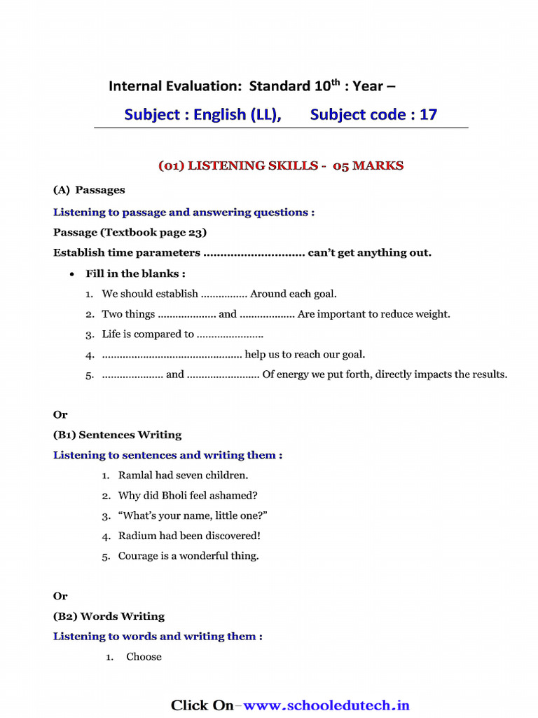SSC Oral Question Paper English | PDF