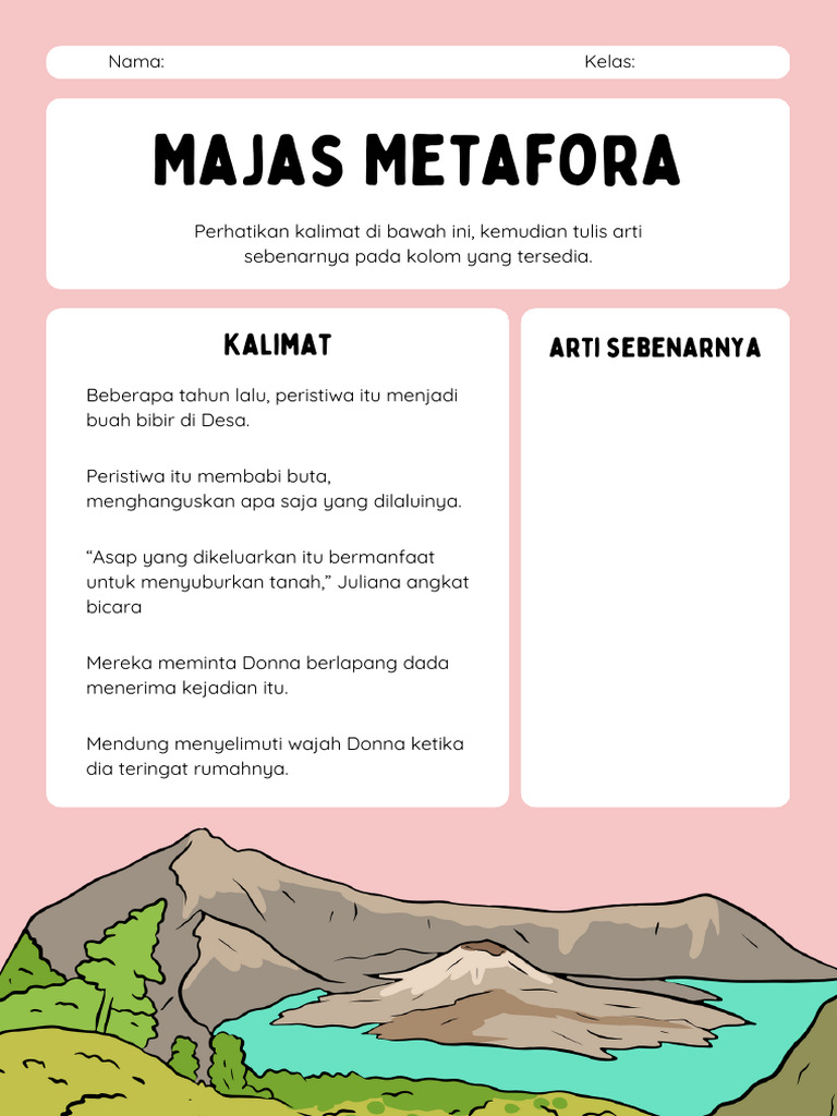 Majas Metafora Lembar Kerja Merah Muda Ilustrasi PDF | PDF
