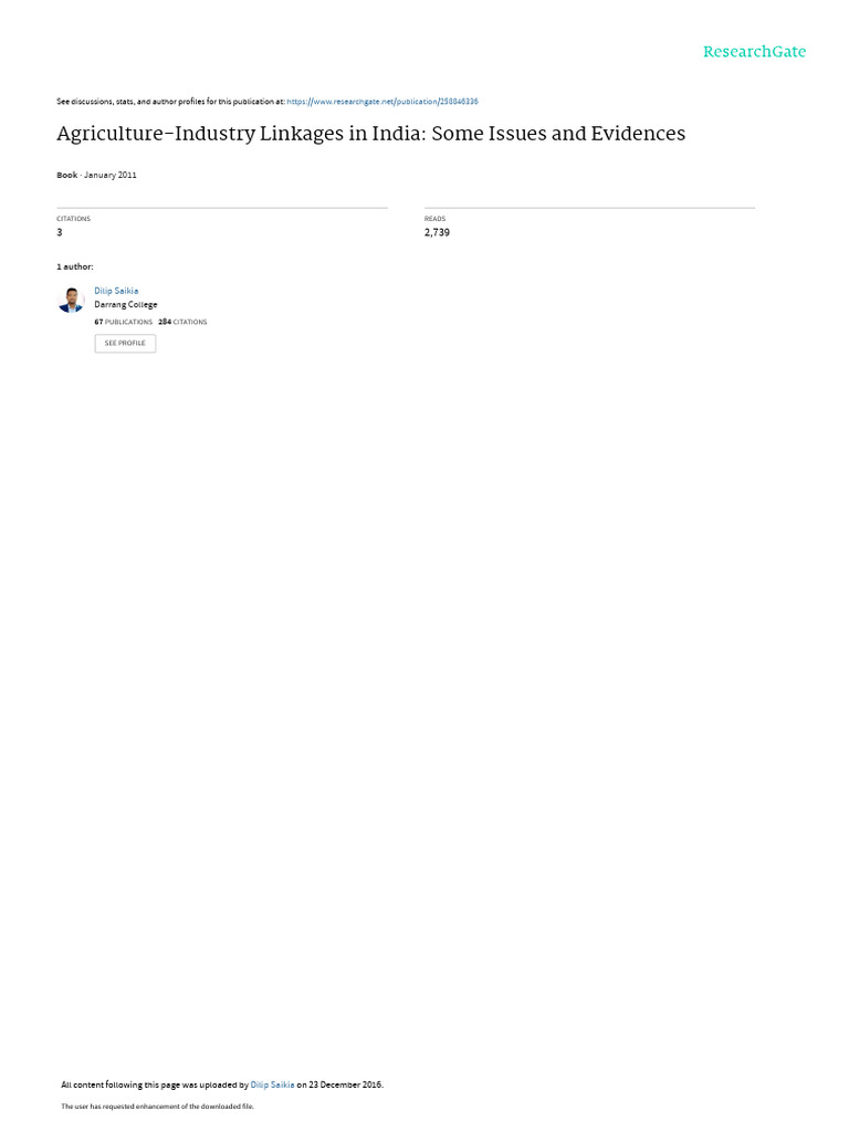 Agriculture-Industry Linkages in India | PDF | Gross Domestic Product | Economic Growth