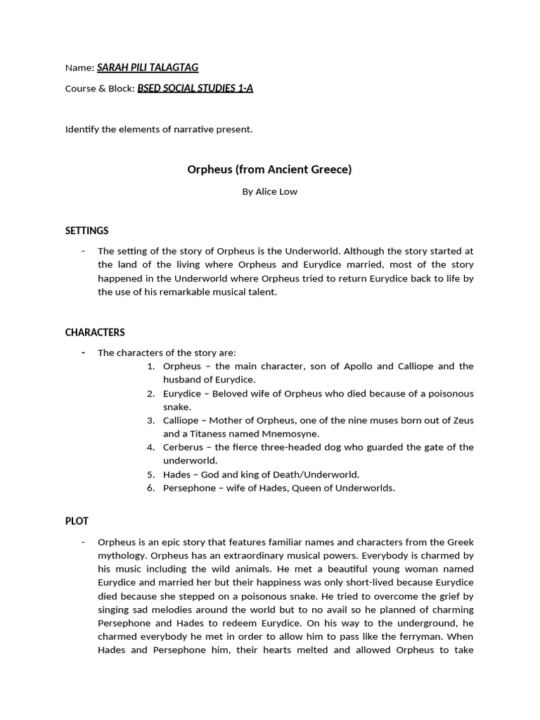 LITERARY ANALYSIS | PDF | Hades | Orpheus