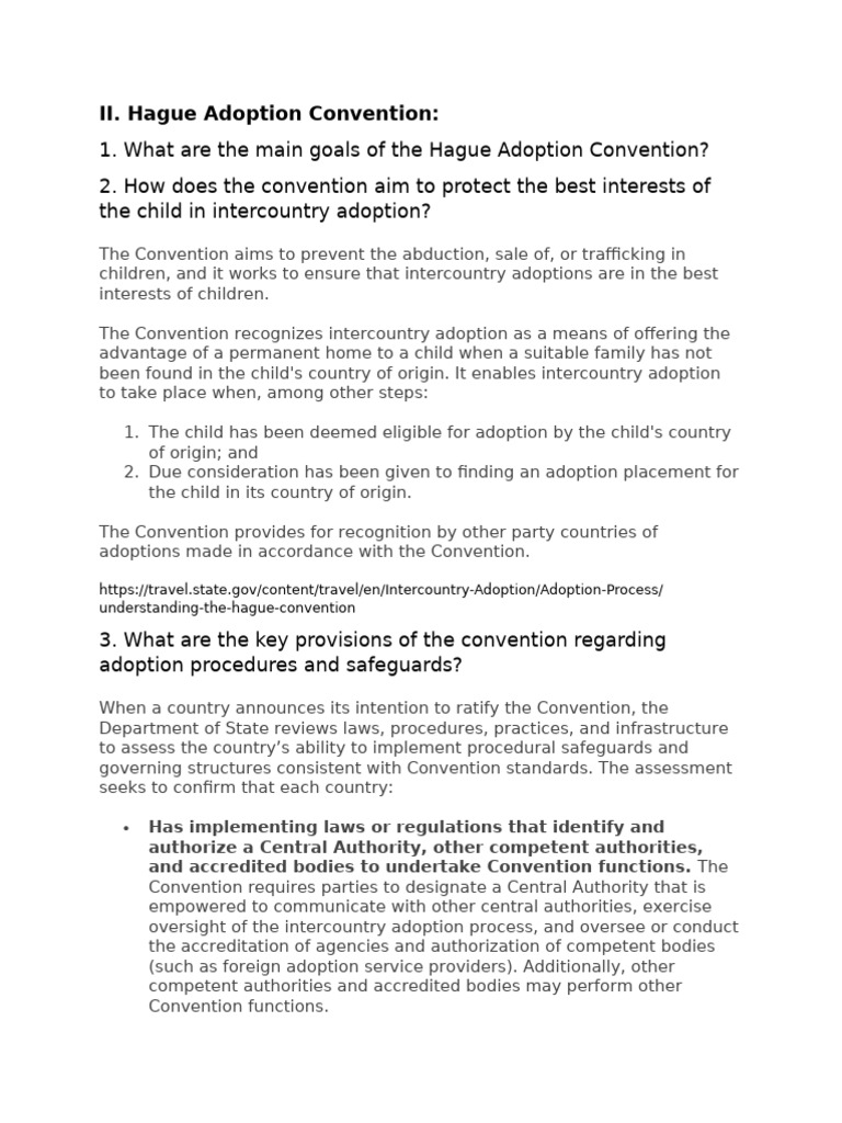 Hague Adoption Convention Questions For Report | PDF | Justice | Crime ...