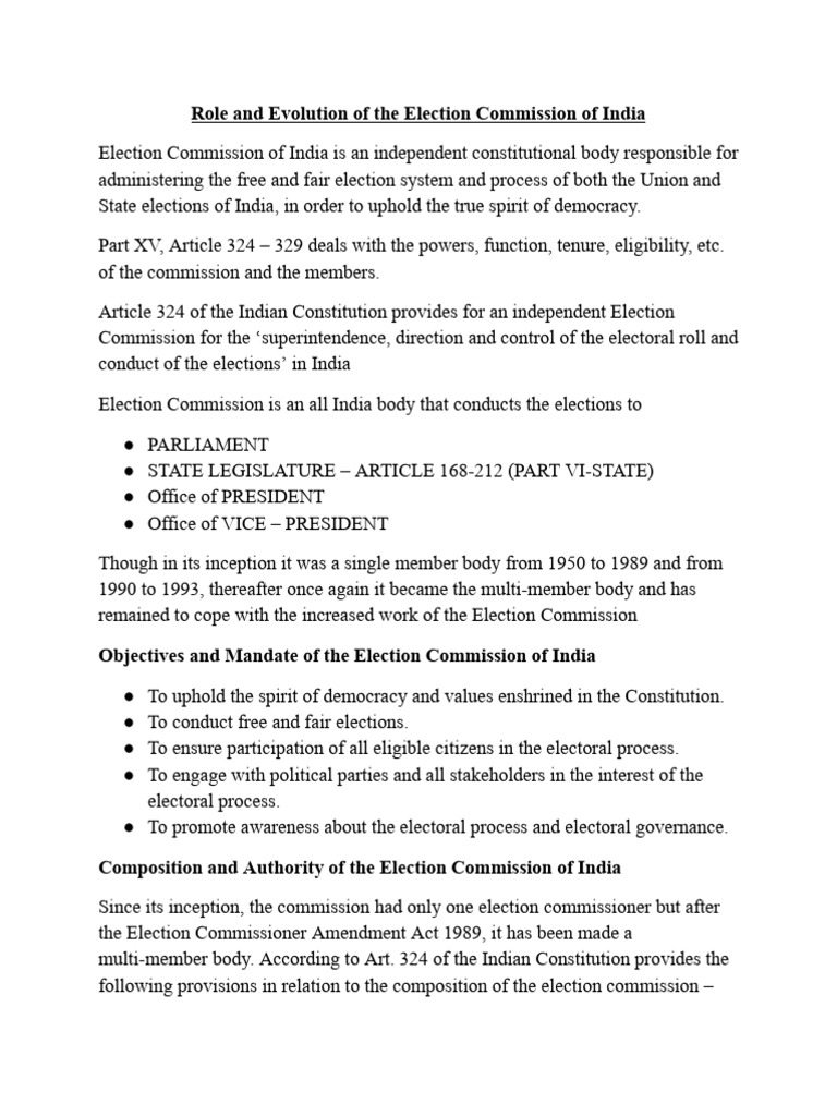 Evolution of India's Election Commission | PDF | State Of Emergency ...