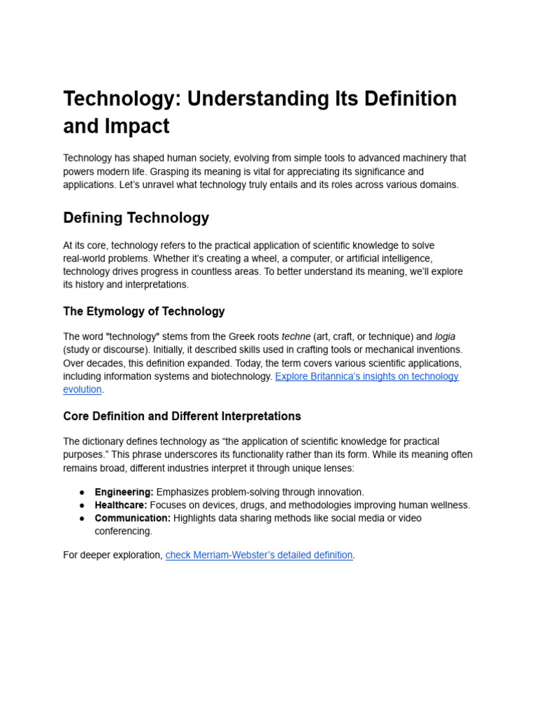 What Is The Simplest Definition of Technology - What Is Impact of ...