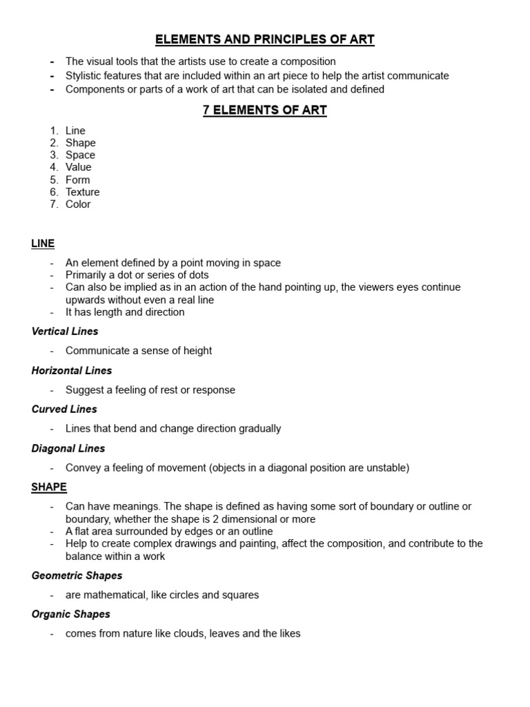 Art Elements & Principles Guide | PDF | Composition (Visual Arts) | Color