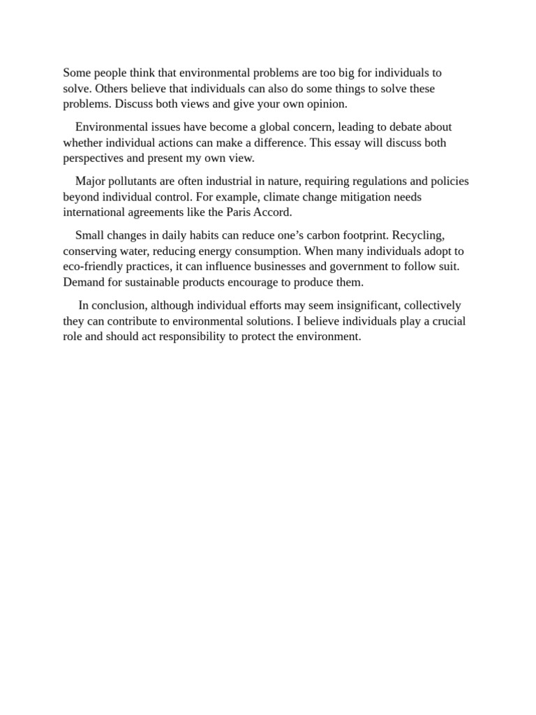 Can Individuals Solve Environmental Issues? | PDF