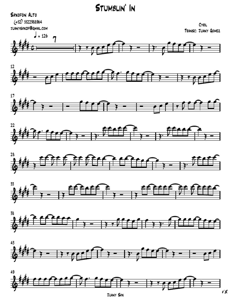 Stumblin' in - Saxofón Alto | PDF