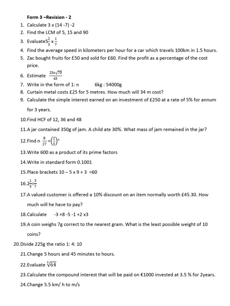 Form3 Revision 2nd Term | PDF