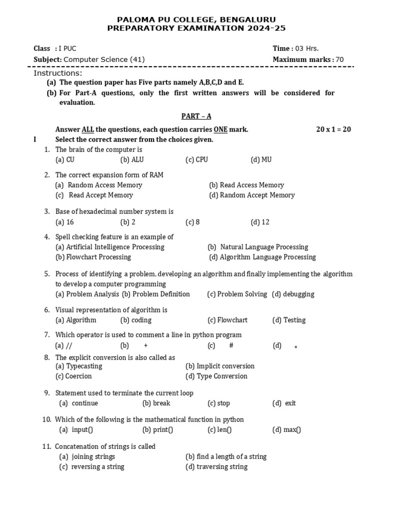 41 Computer Science Preparatory Paper | PDF | String (Computer Science ...