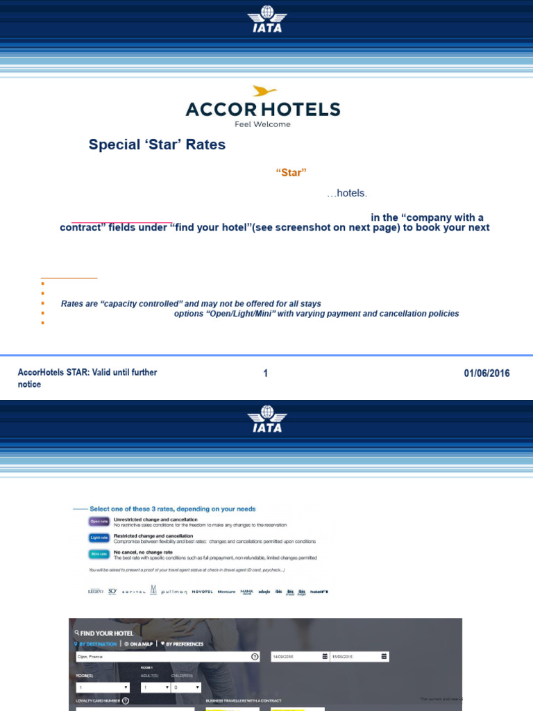 AccorHotels STAR Rates for IATA Employees | PDF