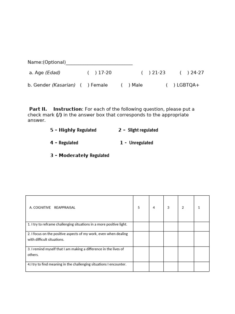 questionnaire (1) | PDF | Feeling | Mindfulness