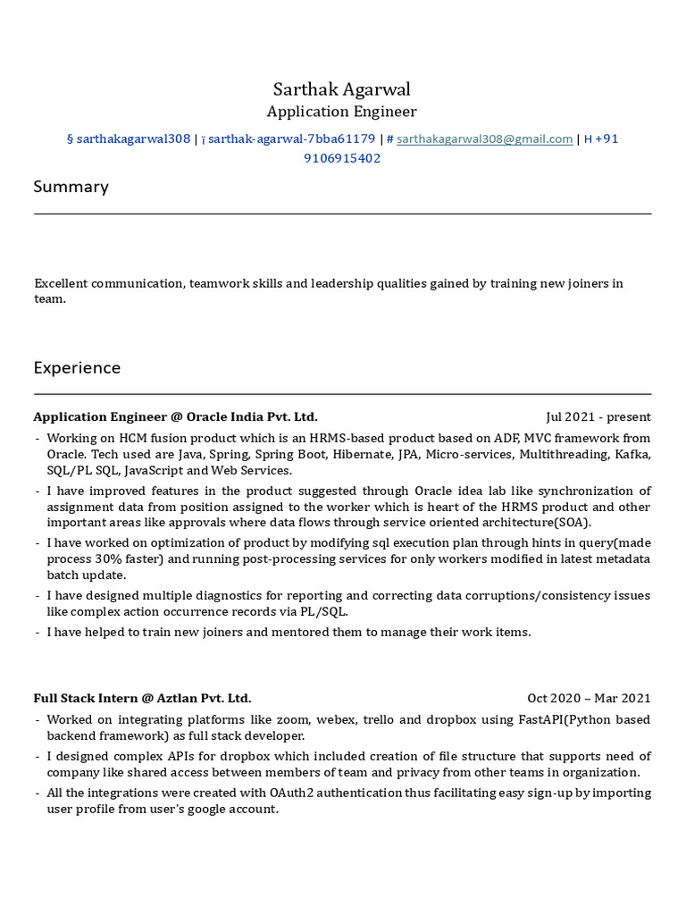 Sarthak Agarwal | PDF | Sql | Information Technology