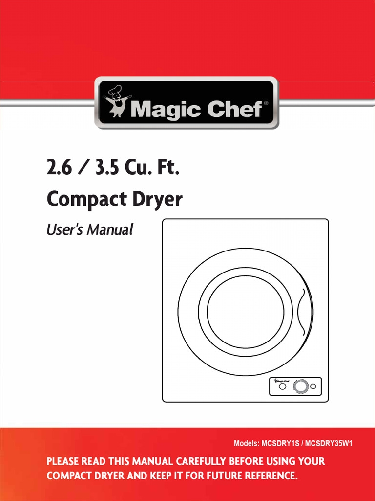 Magic Chef: 2.6 3.5 Cu. Ft. Compact Dryer | PDF | Clothes Dryer | Ac ...