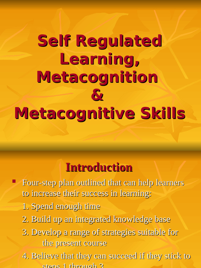 Self-Regulated Learning Strategies Guide | PDF | Metacognition | Self ...