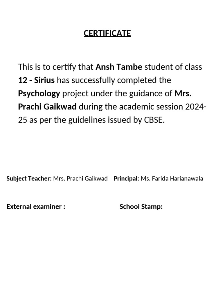 Ansh Tambe's Project Completion Certificate | PDF