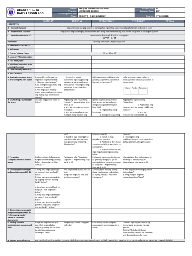 DLL_ESP 3_Q1_W2 | PDF