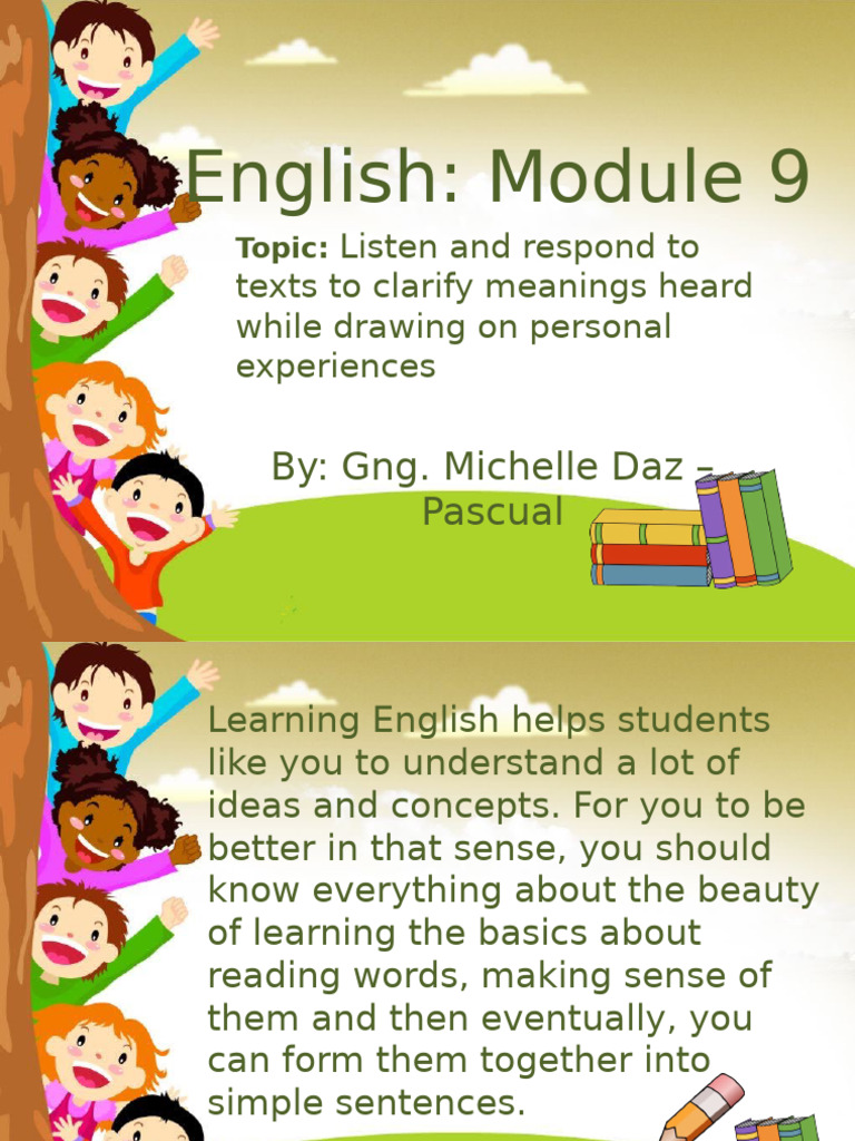 3rdgrading - English - Module9 - Listen and Respond To Texts To Clarify ...