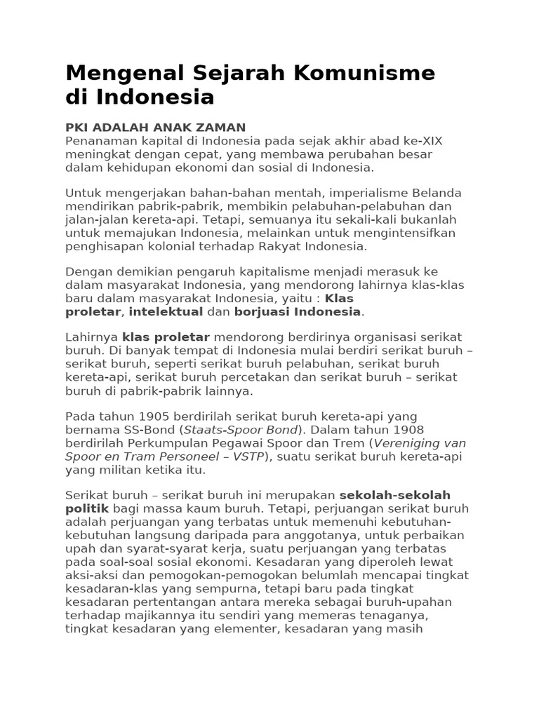 Mengenal Sejarah Komunisme Di Indonesia | PDF