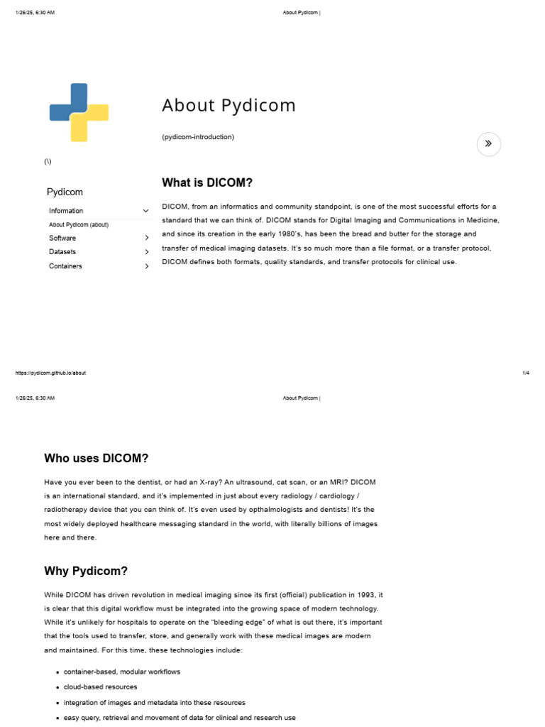 About Pydicom | PDF | Medical Imaging | Information Science