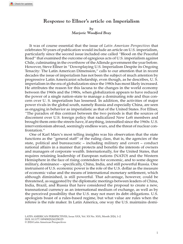 Bray - 2024 - Response To Ellner's Article On Imperialism | PDF ...