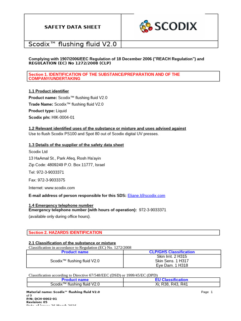 DCH 0002 01 - Rev.05 - Flushing Fluid Updated 13.09.16 | PDF | Personal ...