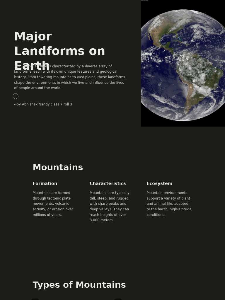 Major Landforms On Earth | PDF | Mountains | Plateau