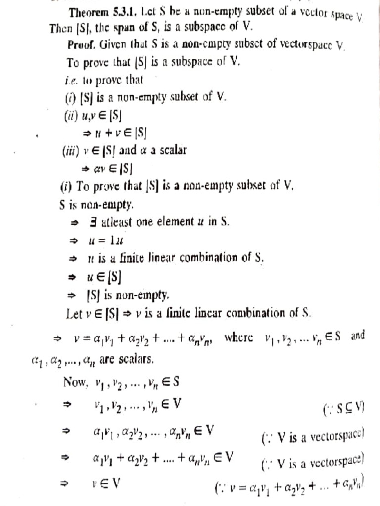 Subspace Proof in Vector Spaces | PDF