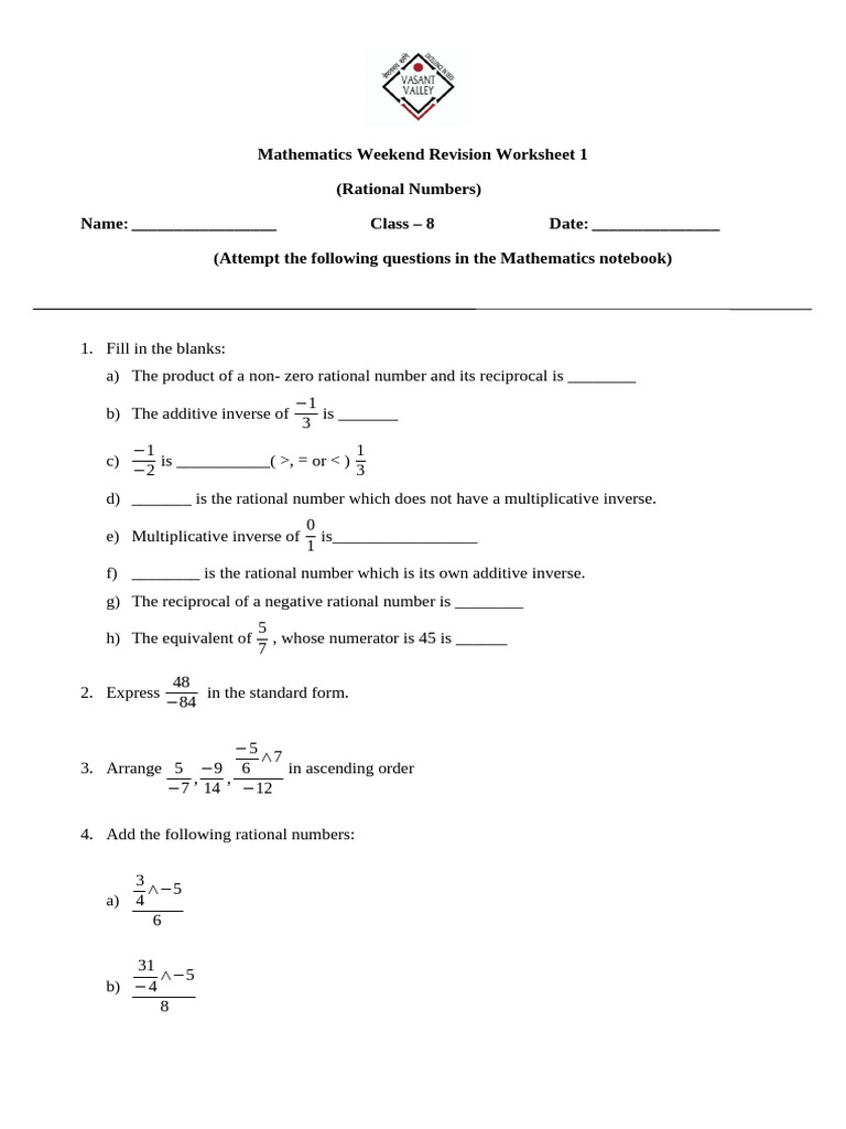 Weekend Worksheet 1, LC 1- Cl 8 | PDF