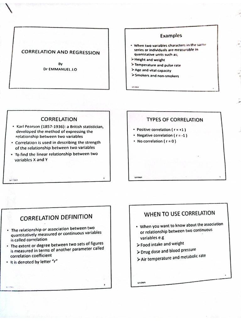 Correlation and Regression Statistics | PDF