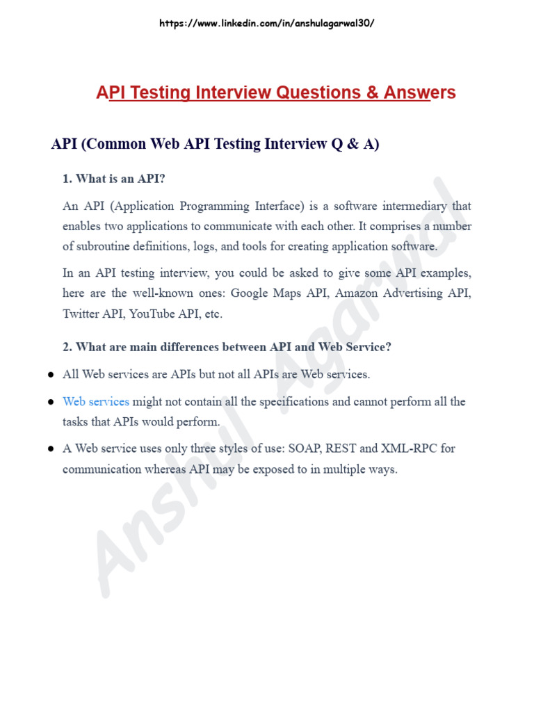 API Interview Question 1737 | PDF | Soap | Web Service