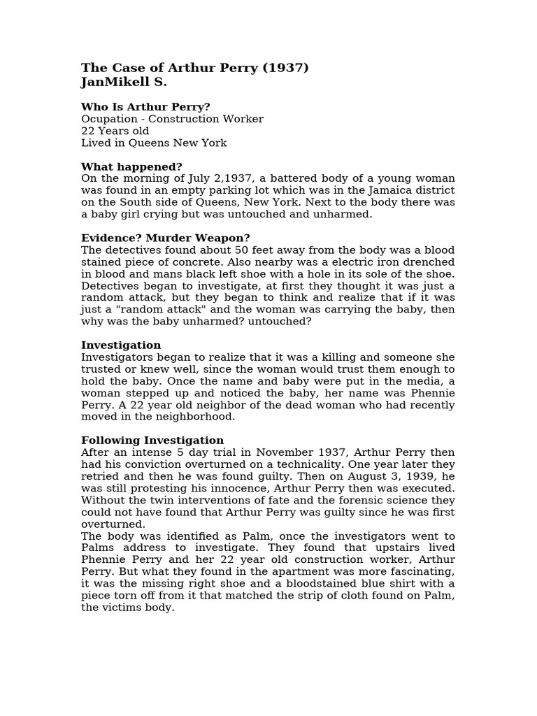 The Case of Arthur Perry | PDF