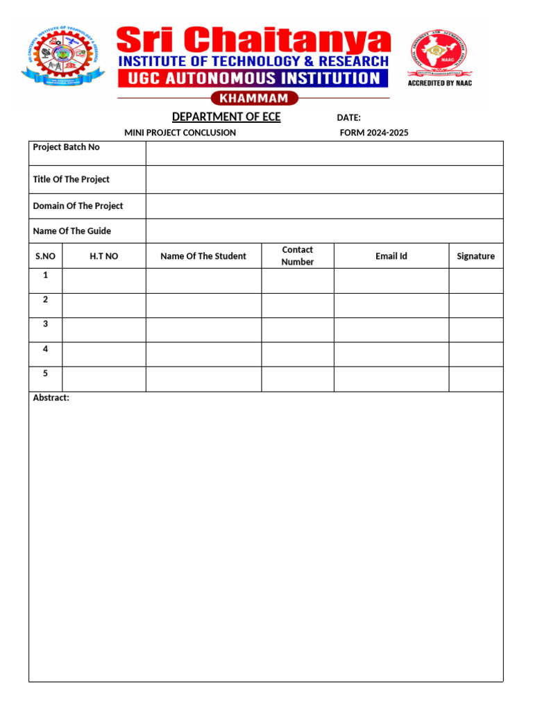 MINI PROJECT Completion Form | PDF