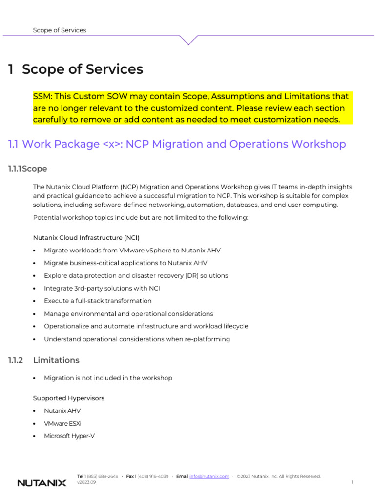 SoW Snippet - NCP Migration and Operations Workshop - NCI | PDF
