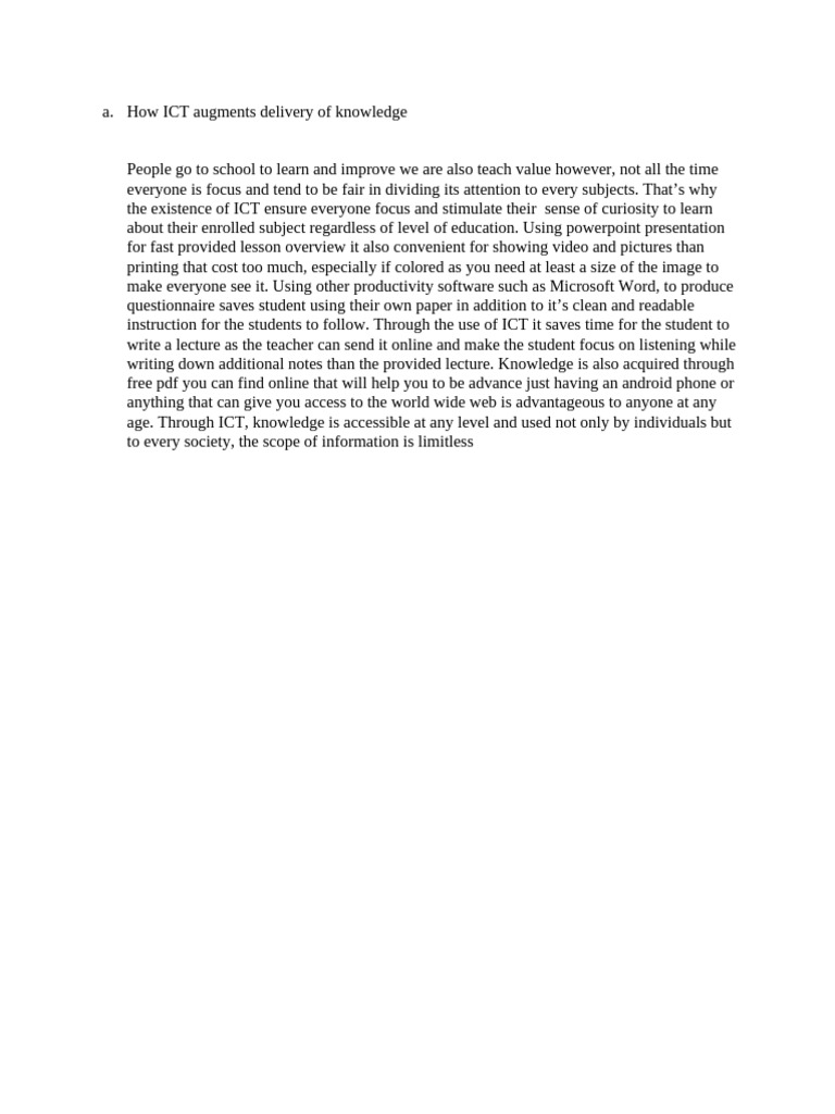 How ICT augments delivery of knowledge | PDF