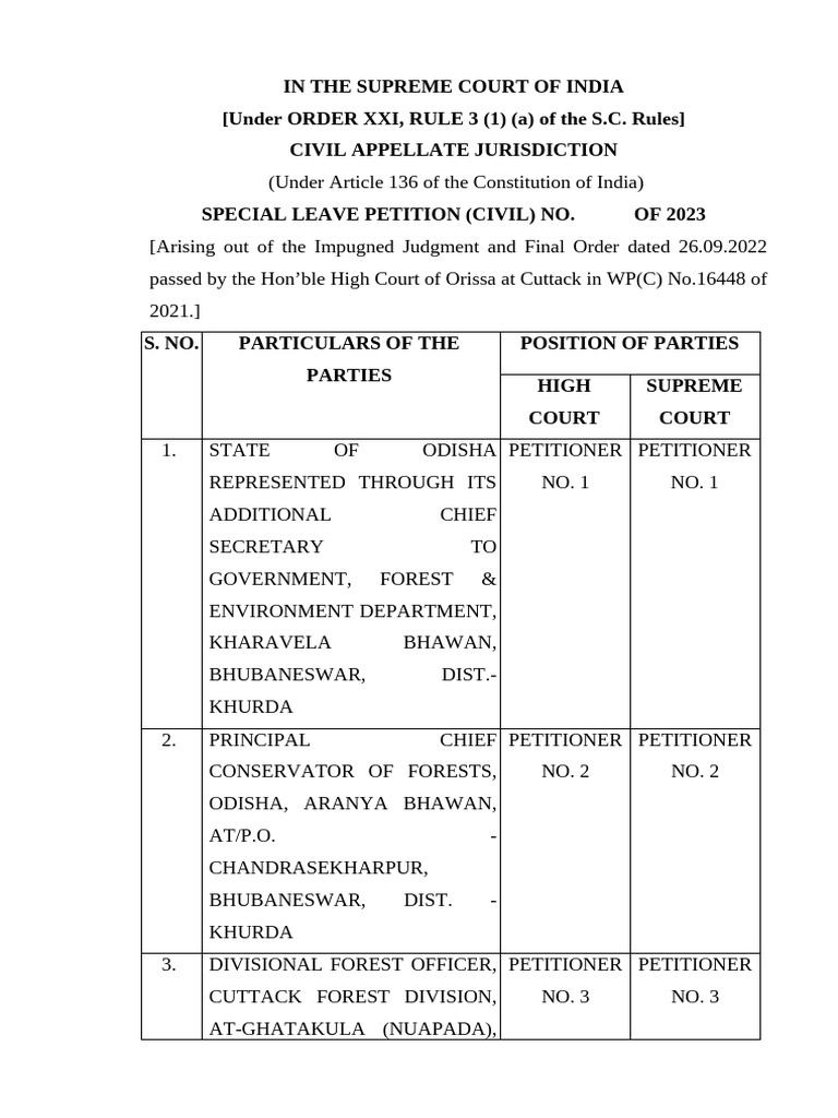 SLP Format in Suprme Court | PDF | Judgment (Law) | Supreme Court Of India
