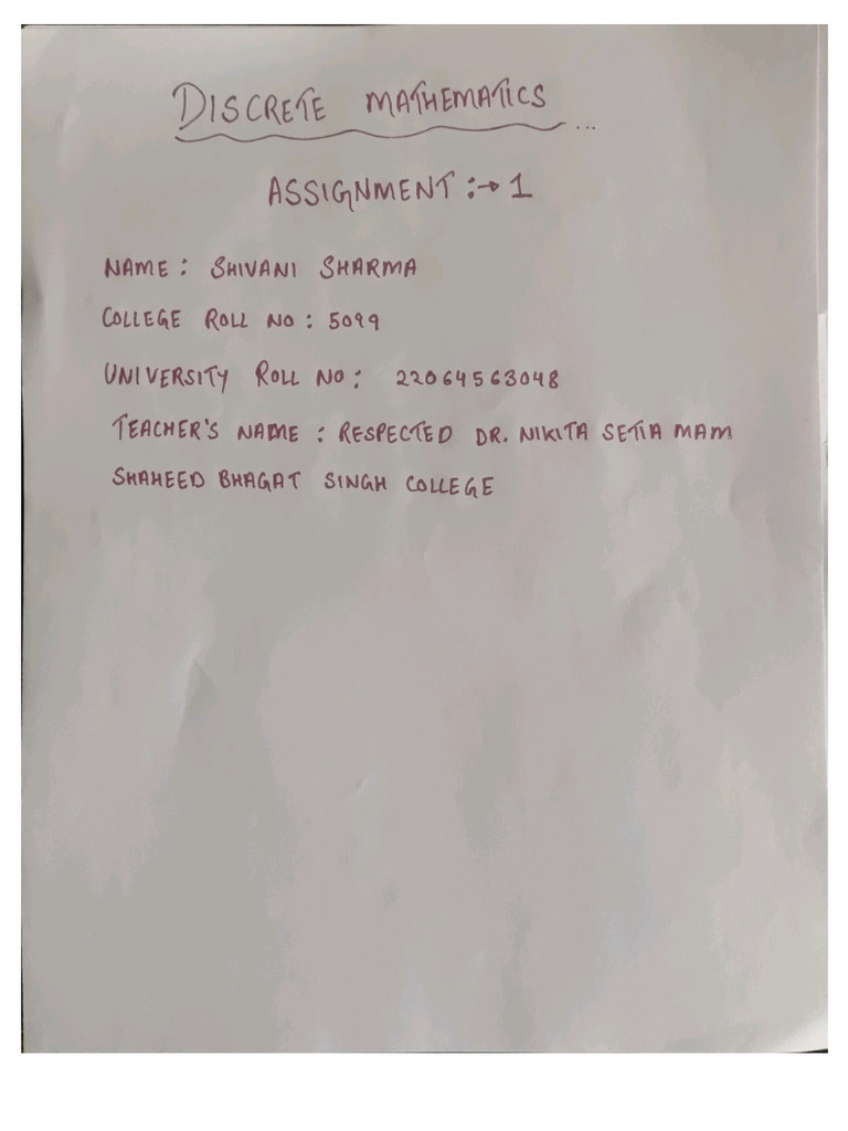 Discrete Assignment | PDF