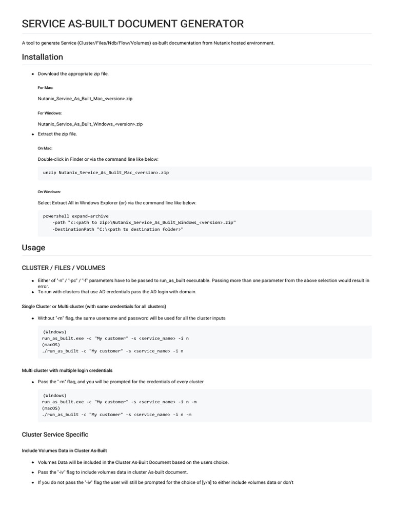 Nutanix As-Built Doc Tool Guide | PDF | Zip (File Format) | Mac Os