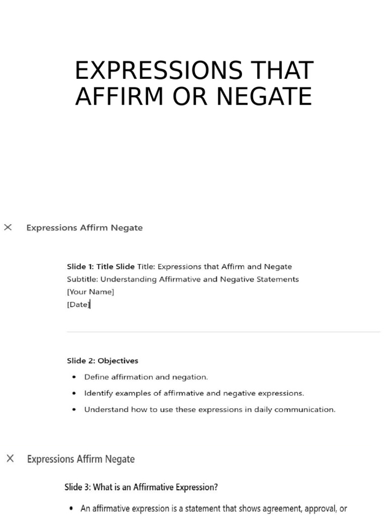 Expressions That Affirm or Negate | PDF