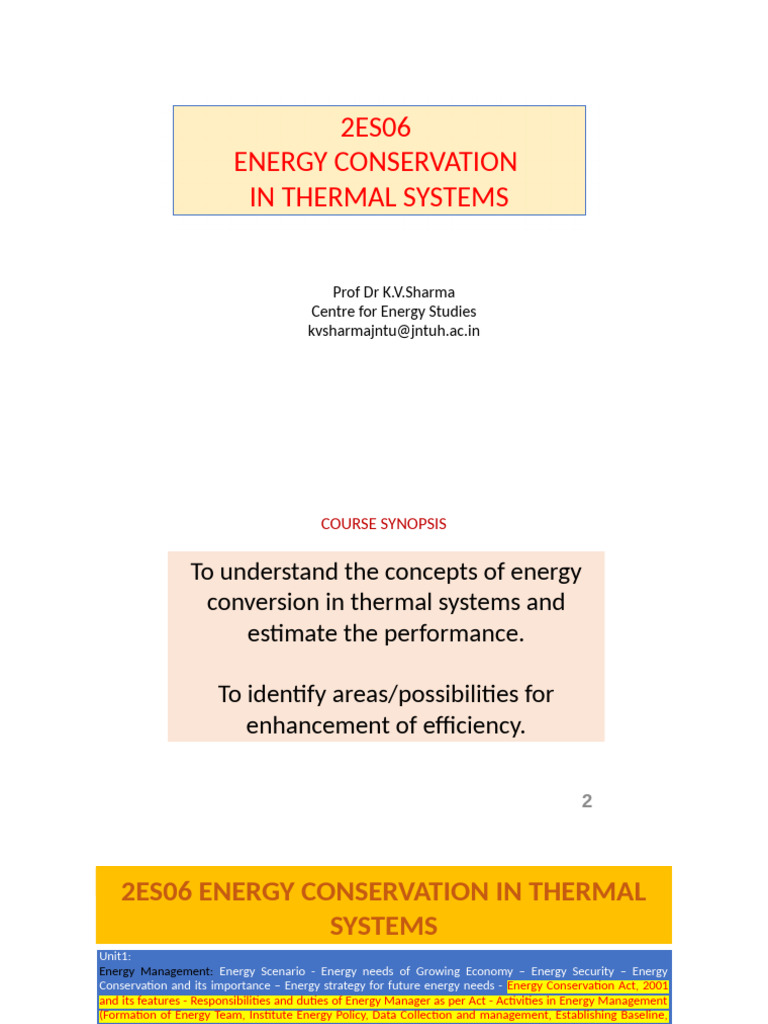 Energy Conservation in Thermal Systems | PDF | Energy Conservation ...