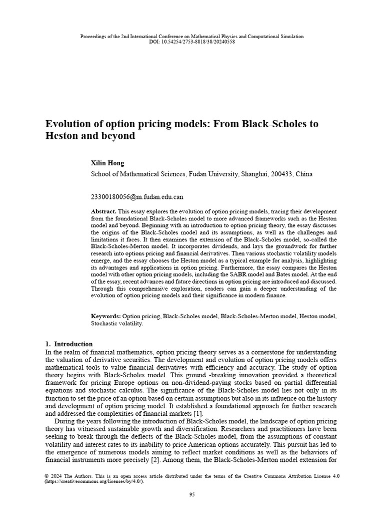Evolution of Option Pricing Models From Black-Scho | PDF | Black ...