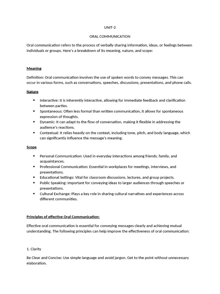 Oral Communication: Principles & Techniques | PDF | Communication ...