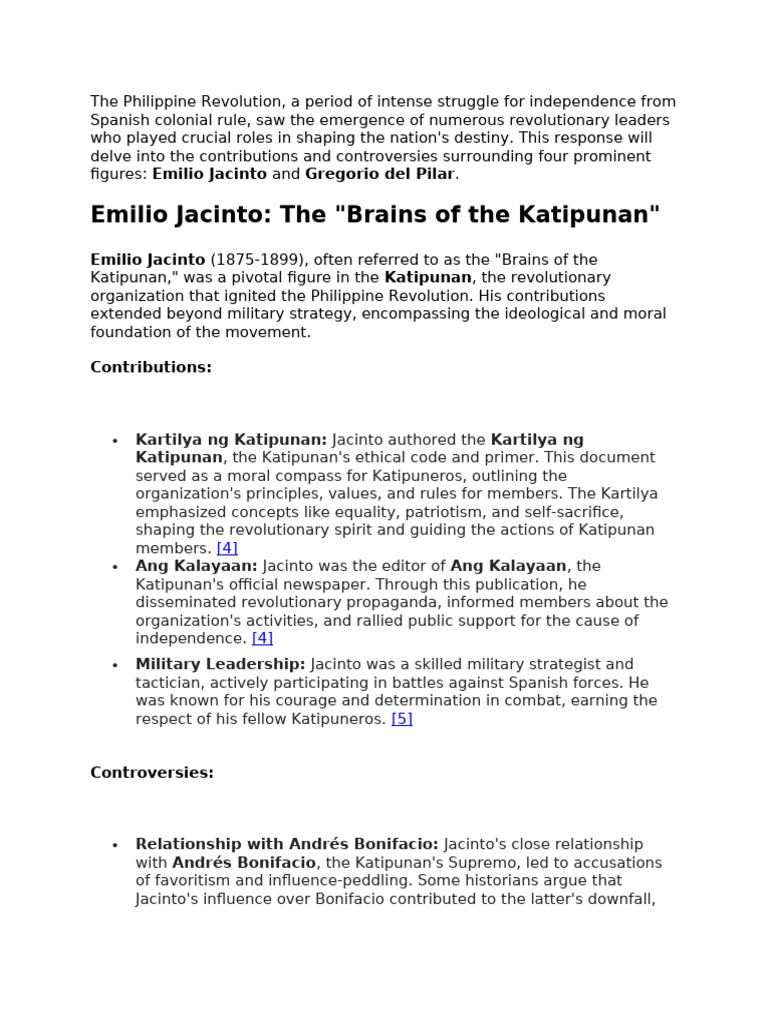 Key Figures of the Philippine Revolution | PDF | Philippines