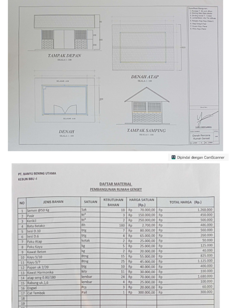 RABB Rumah GENSET BBU1 | PDF