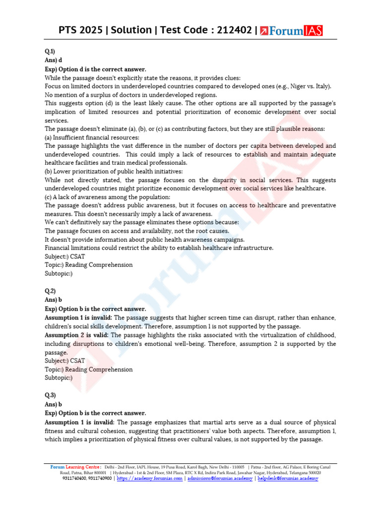 PTS 2025 L1 CSAT 2 - 212402 Solutions Eng | PDF | Market (Economics ...
