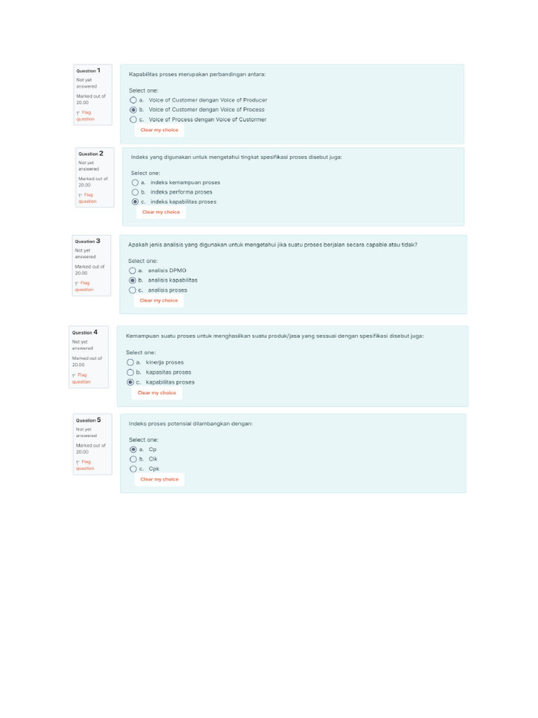 Kuis sesi 6 Six Sigma (100) | PDF